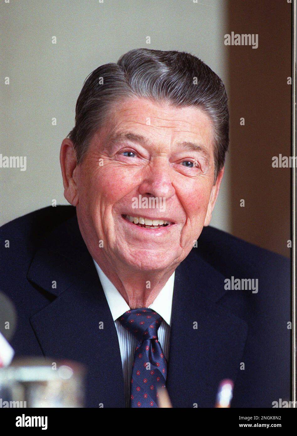 Former President Ronald Reagan, is shown in his office in the Century ...