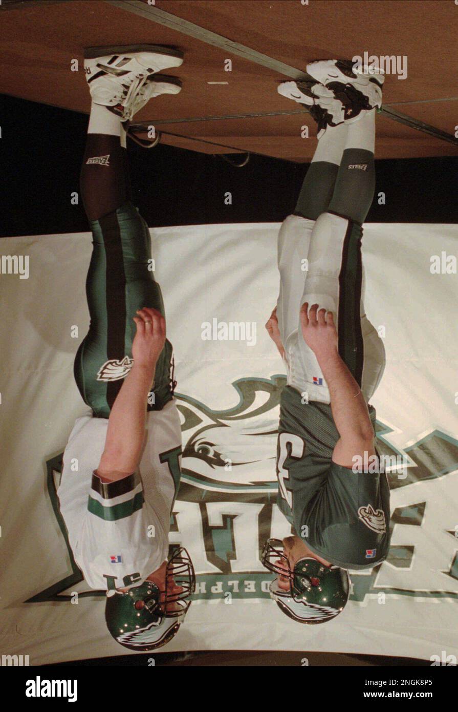 Philadelphia Eagles Kevin Turner (34) and Andy Harmon model the new ...
