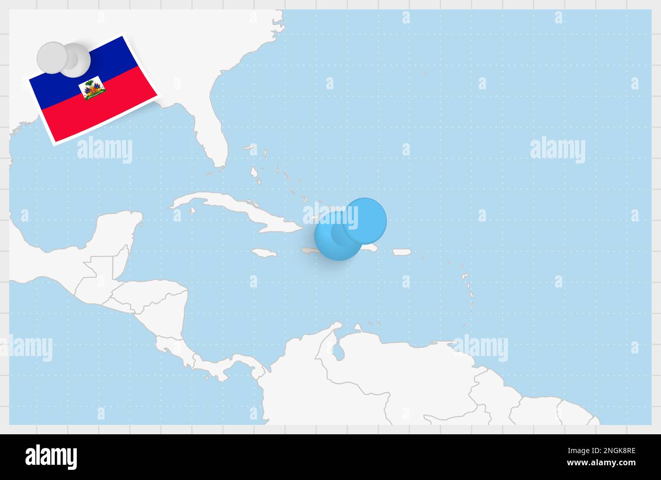 Map of Haiti with a pinned blue pin. Pinned flag of Haiti, vector illustration Stock Vector ...