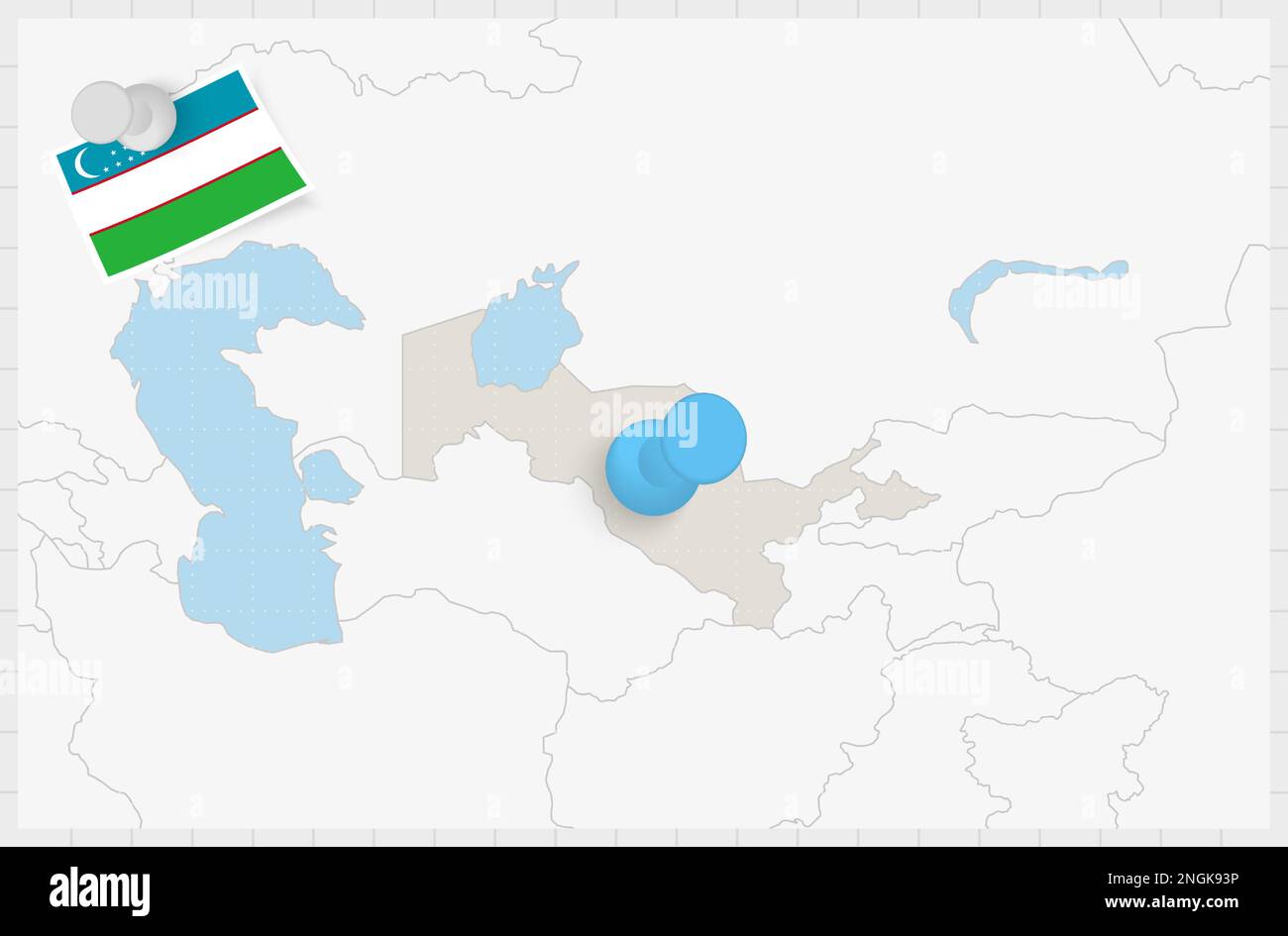 Map of Uzbekistan with a pinned blue pin. Pinned flag of Uzbekistan, vector illustration Stock ...