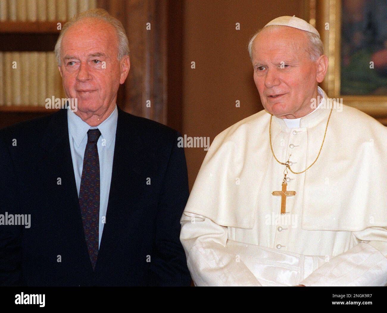 FILE--Israeli Prime Minister Yitzhak Rabin meets Pope John Paul II at ...