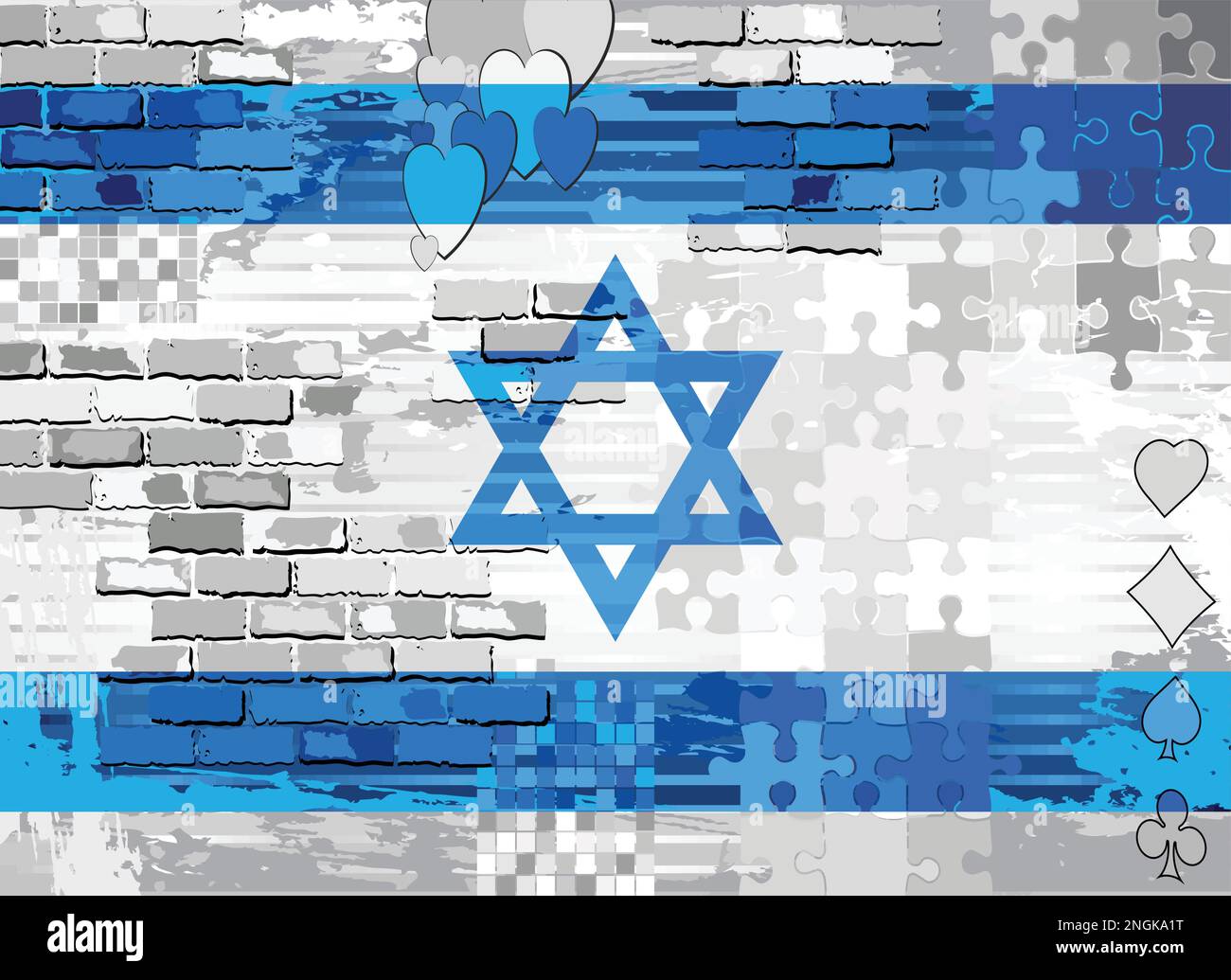 Grunge Abstract Flag of the Israel - Illustration, Mosaic Israel flag ...