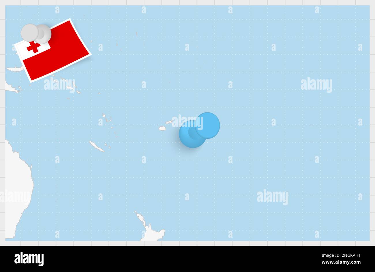 Map of Tonga with a pinned blue pin. Pinned flag of Tonga, vector ...