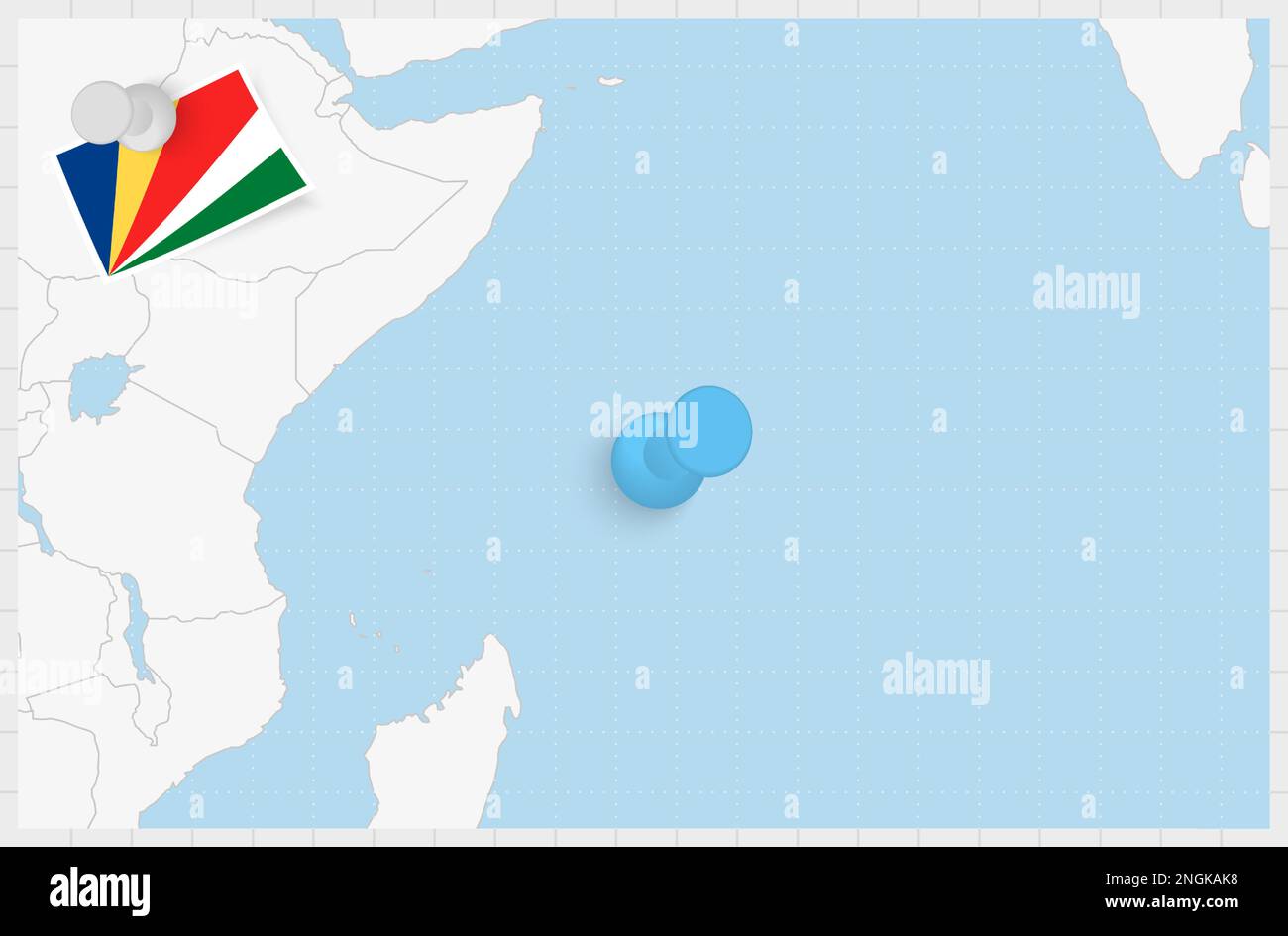 Map of Seychelles with a pinned blue pin. Pinned flag of Seychelles, vector illustration Stock ...