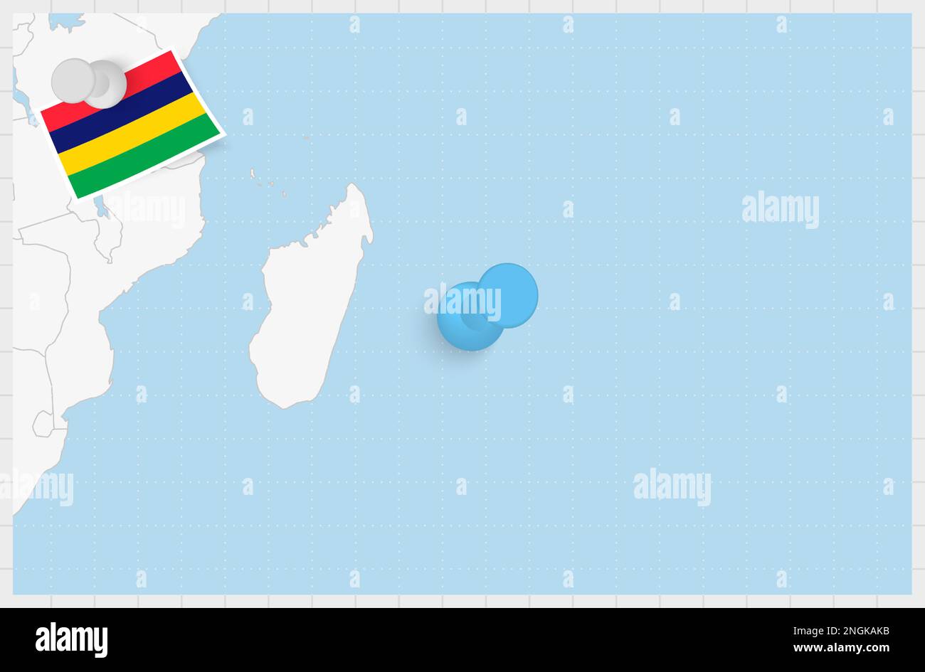 Map of Mauritius with a pinned blue pin. Pinned flag of Mauritius, vector illustration Stock ...