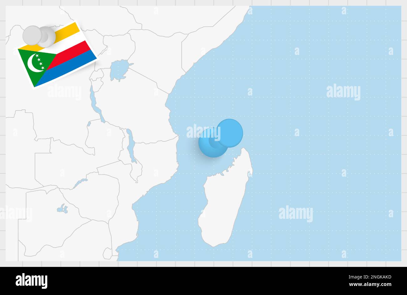 Map of Comoros with a pinned blue pin. Pinned flag of Comoros, vector illustration Stock Vector ...