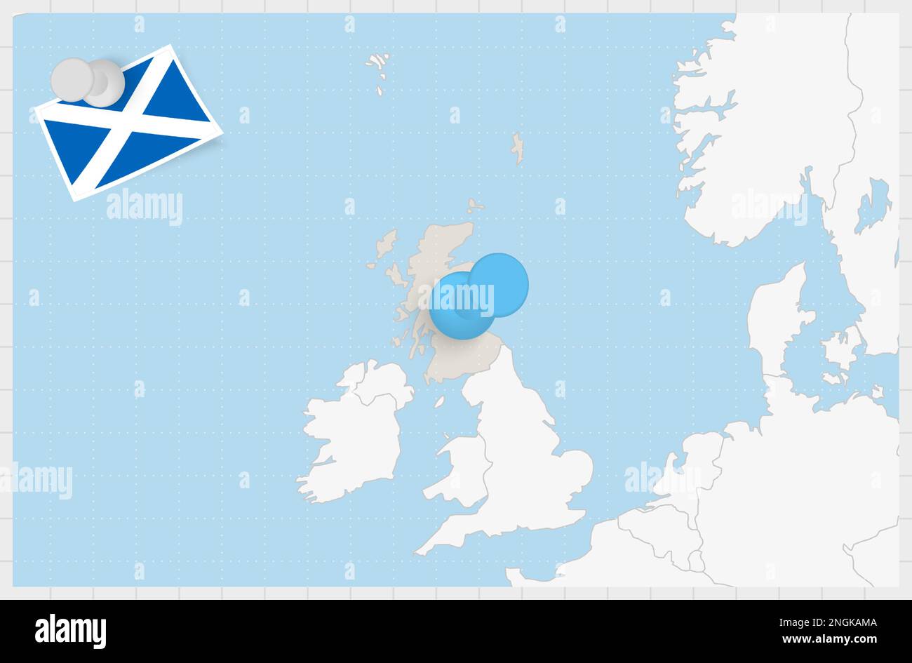 Map of Scotland with a pinned blue pin. Pinned flag of Scotland, vector ...