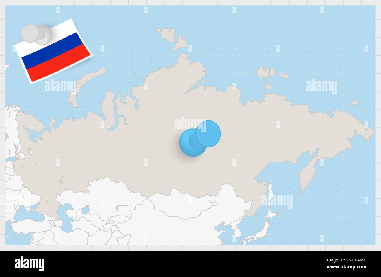 Map of Russia with a pinned blue pin. Pinned flag of Russia, vector ...
