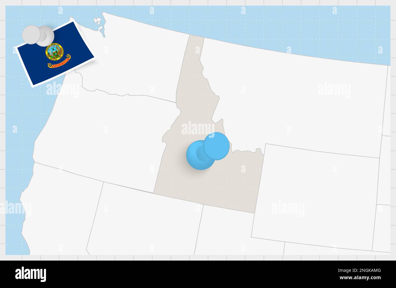 Map of Idaho with a pinned blue pin. Pinned flag of Idaho, vector illustration Stock Vector ...