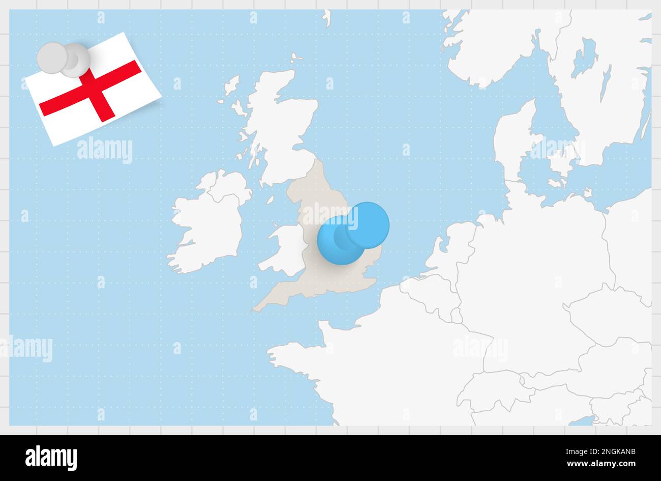 Map of England with a pinned blue pin. Pinned flag of England, vector ...