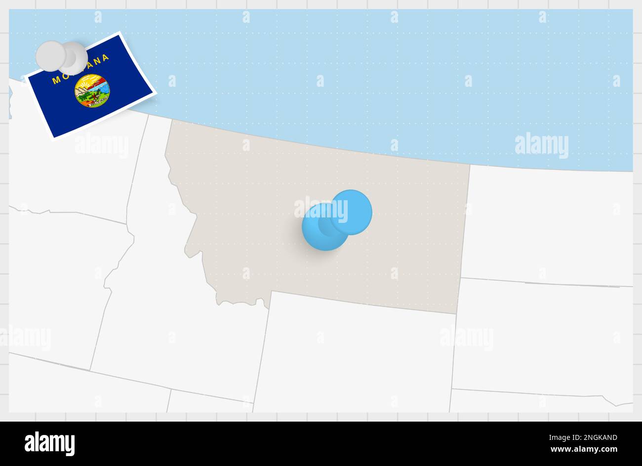 Map of Montana with a pinned blue pin. Pinned flag of Montana, vector illustration Stock Vector ...