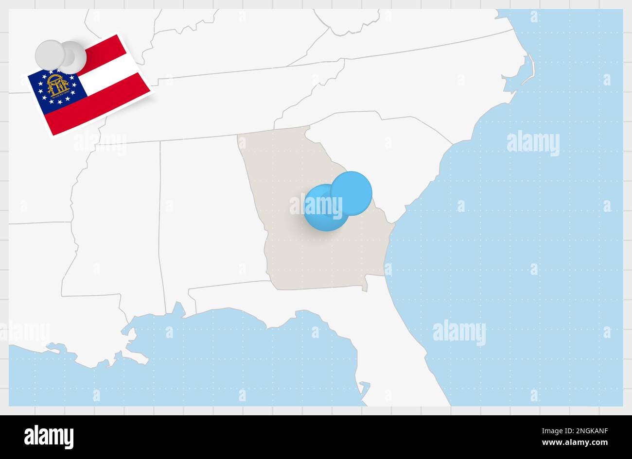 Map of Georgia with a pinned blue pin. Pinned flag of Georgia, vector illustration Stock Vector ...