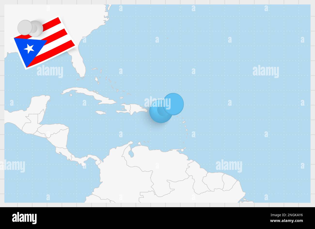 Map of Puerto Rico with a pinned blue pin. Pinned flag of Puerto Rico, vector illustration Stock ...