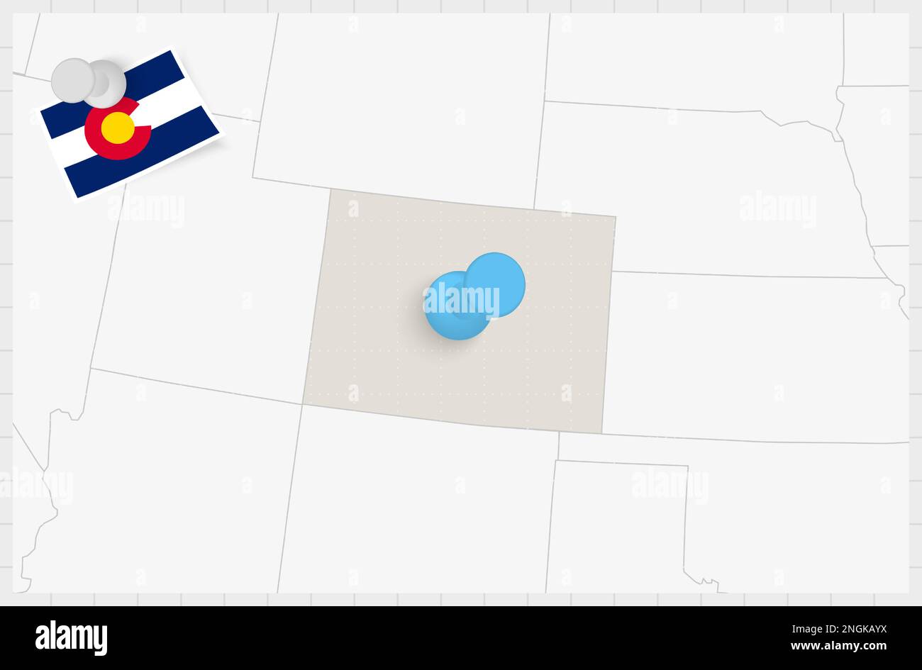 Map of Colorado with a pinned blue pin. Pinned flag of Colorado, vector ...