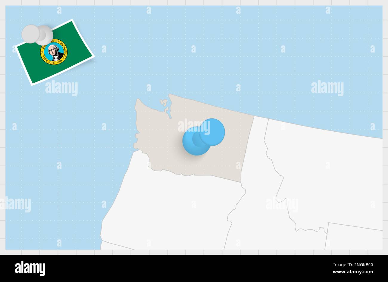 Map of Washington with a pinned blue pin. Pinned flag of Washington, vector illustration Stock ...