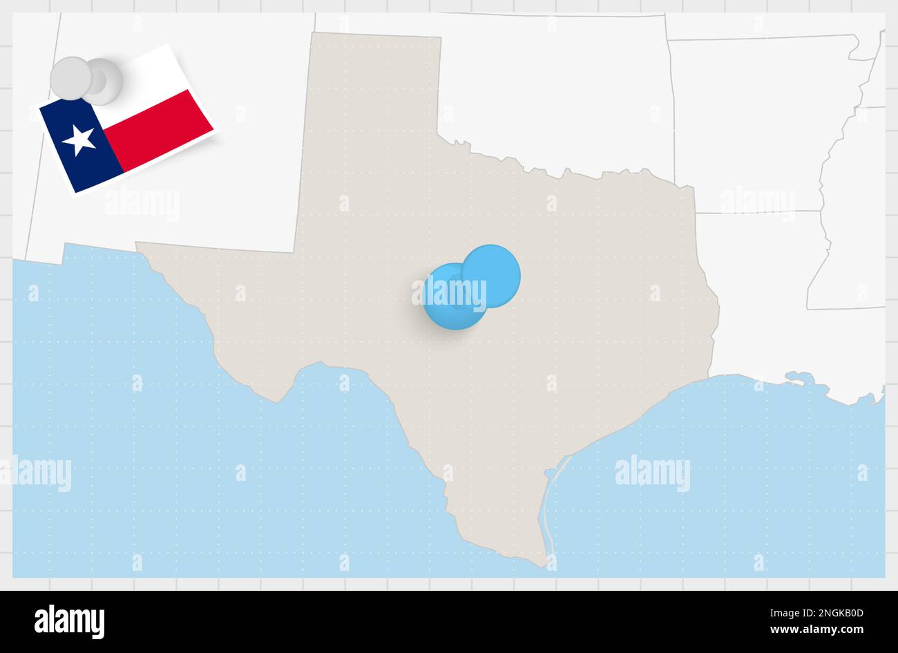 Map of Texas with a pinned blue pin. Pinned flag of Texas, vector ...