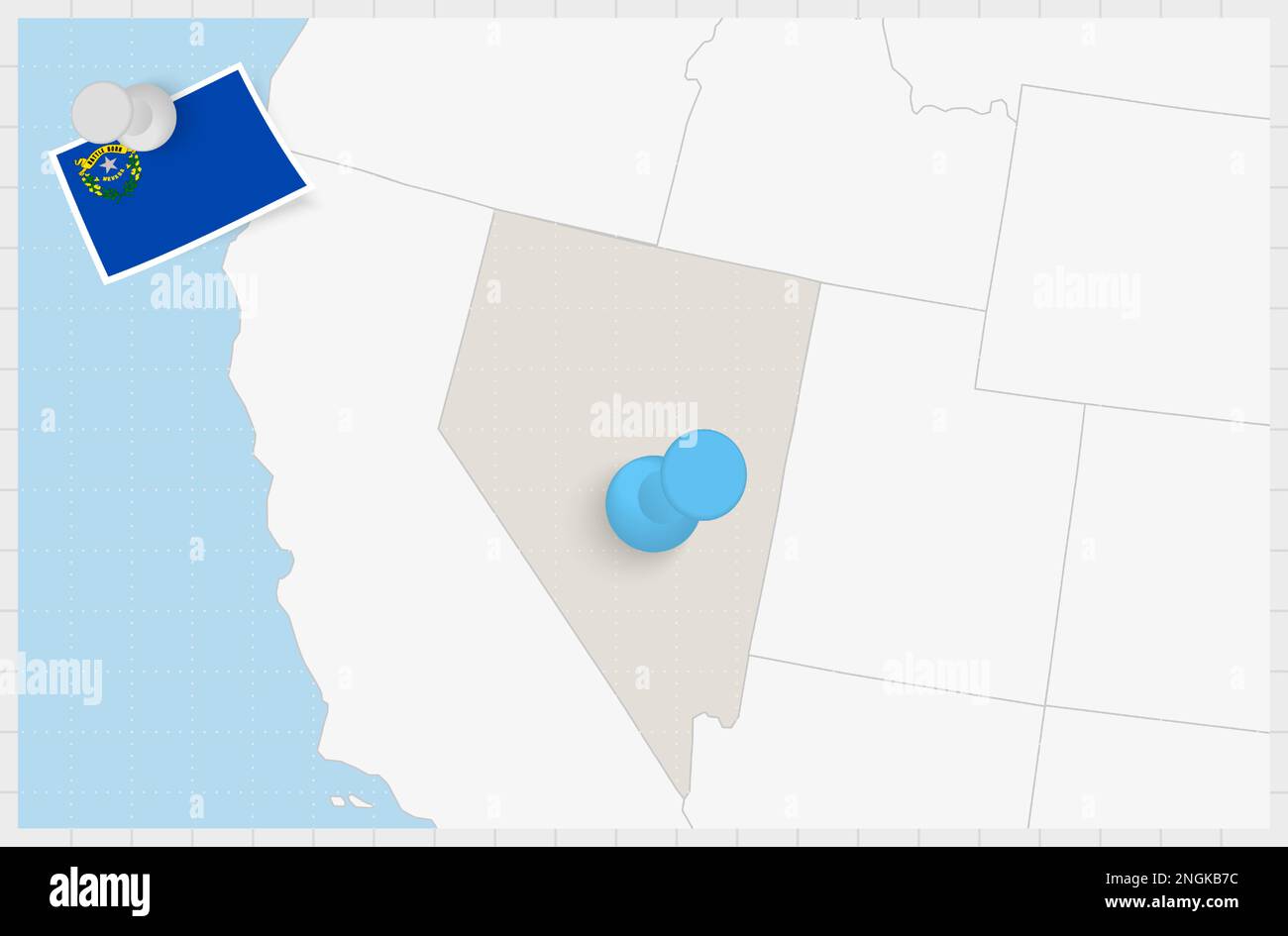 Map of Nevada with a pinned blue pin. Pinned flag of Nevada, vector illustration Stock Vector ...