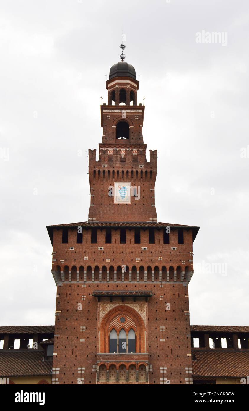 The Sforza Castles Filarete Tower in Milan, Italy Stock Photo - Alamy