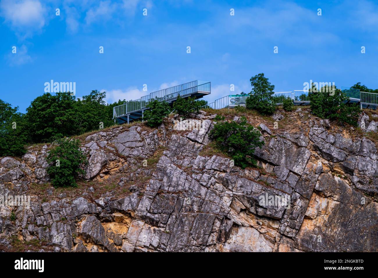 Amazing geologichal park with cliffs and lookout tower in aerial view ...