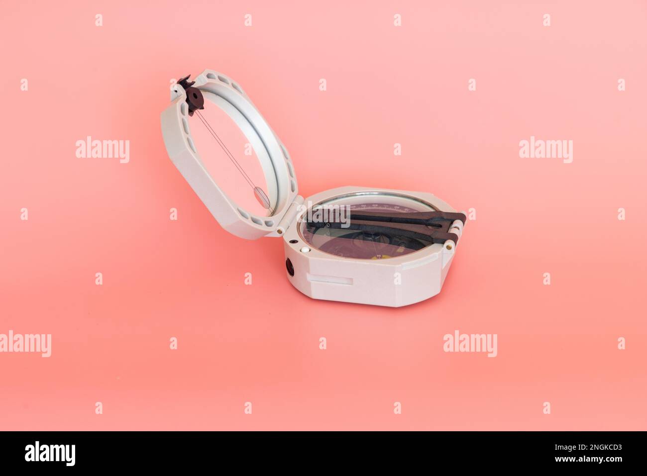 Geological fieldwork tools: hammer, compass, magnifying glass, rock ...