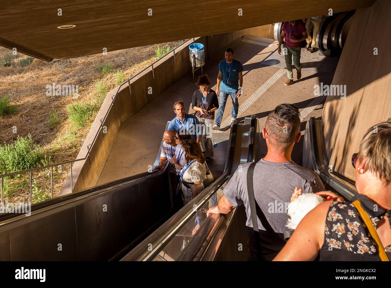 Toledo, Spain - June 21, 2022: People on the Toledo escalator that ...