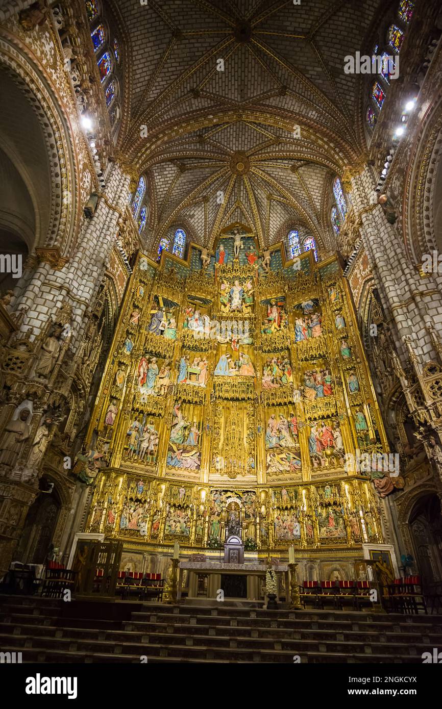 Toledo, Spain - June 22, 2022: Retablo in the Main Chapel inside the ...