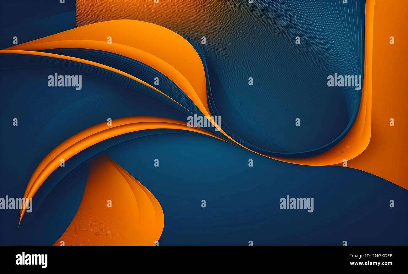 Abstract blue and orange background, wallpaper of waves, veils texture, Dynamic shapes ...