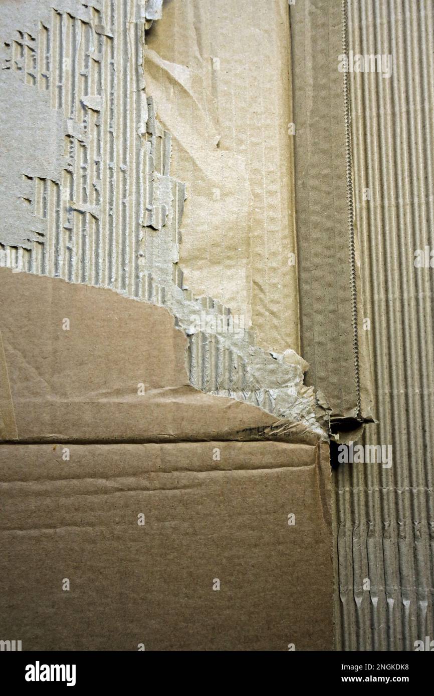 Corrugated cardboard packaging, ripped forming abstract textured ...
