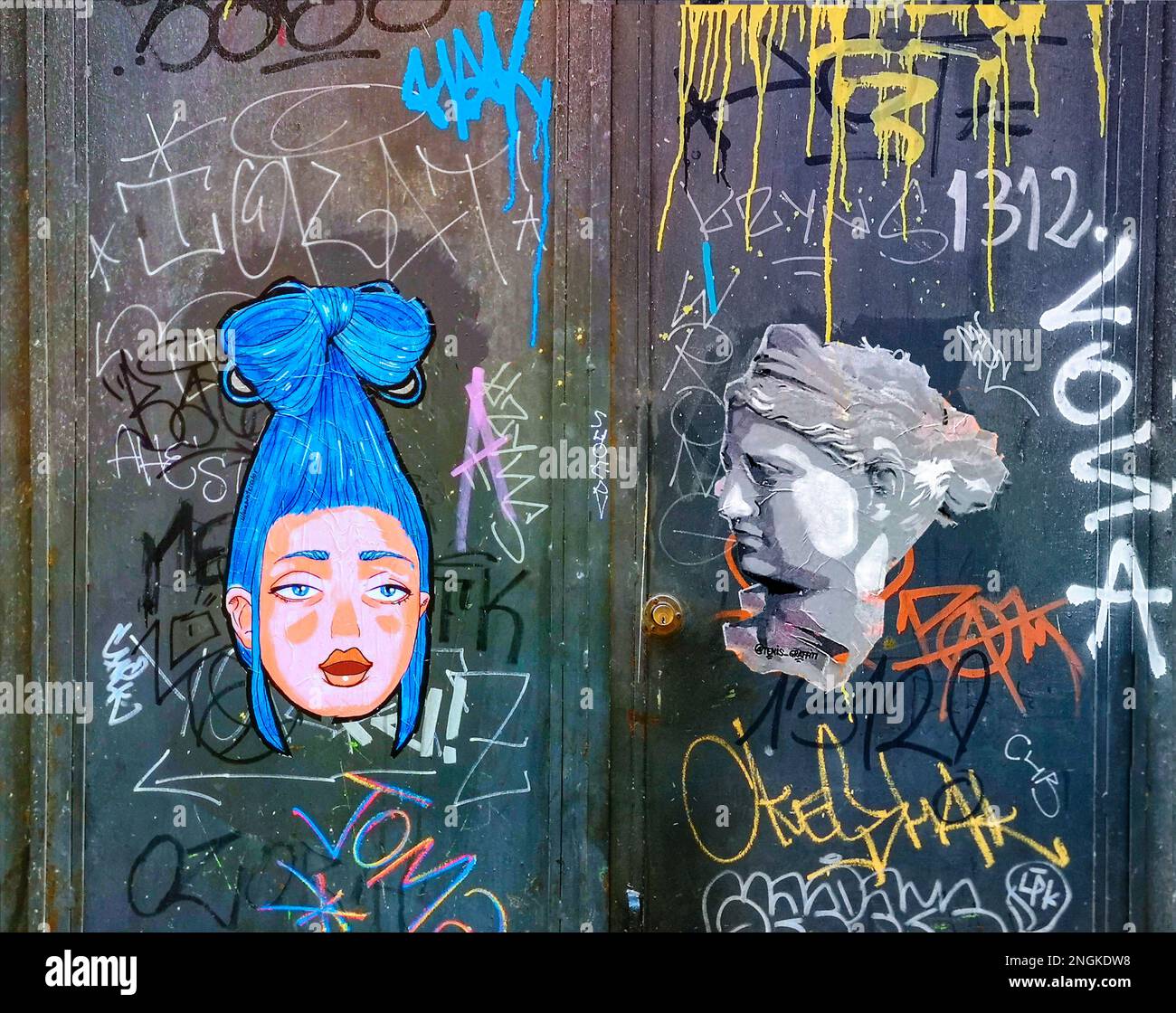 Street Art, Modern Woman and Queen, Graffiti in Malaga City, Andalucia ...