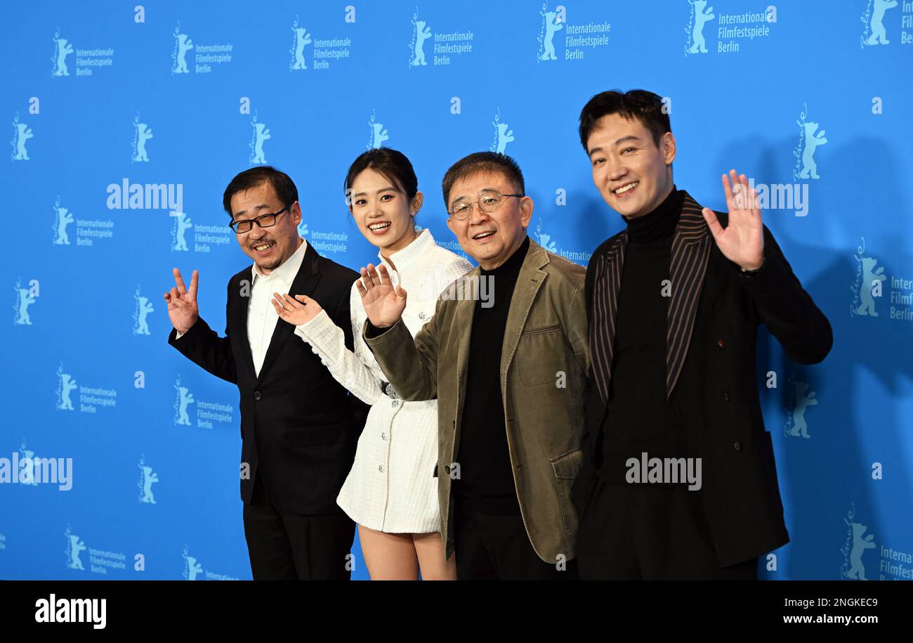 Berlin, Germany. 18th Feb, 2023. Wang Hongwei (l-r), actor, Huang Yao, actress, Zhang Lu ...