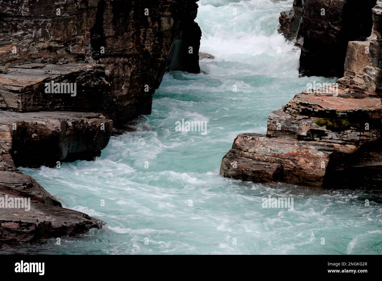 Short river, Jokk up north in the arctic area. Close up on cliff and ...
