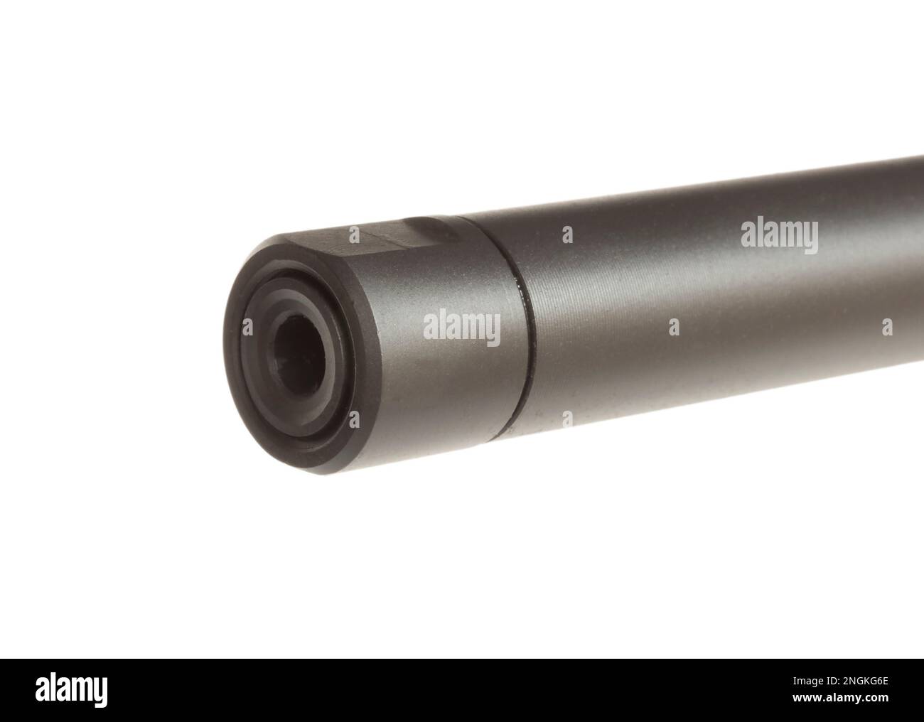 Gun barrel with a thread protector on and isolated on white Stock Photo ...