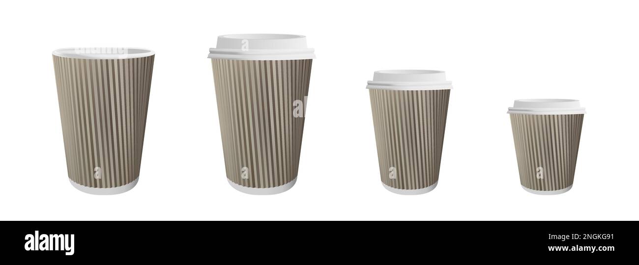 Realistic set of paper coffee cups on white background Stock Vector ...