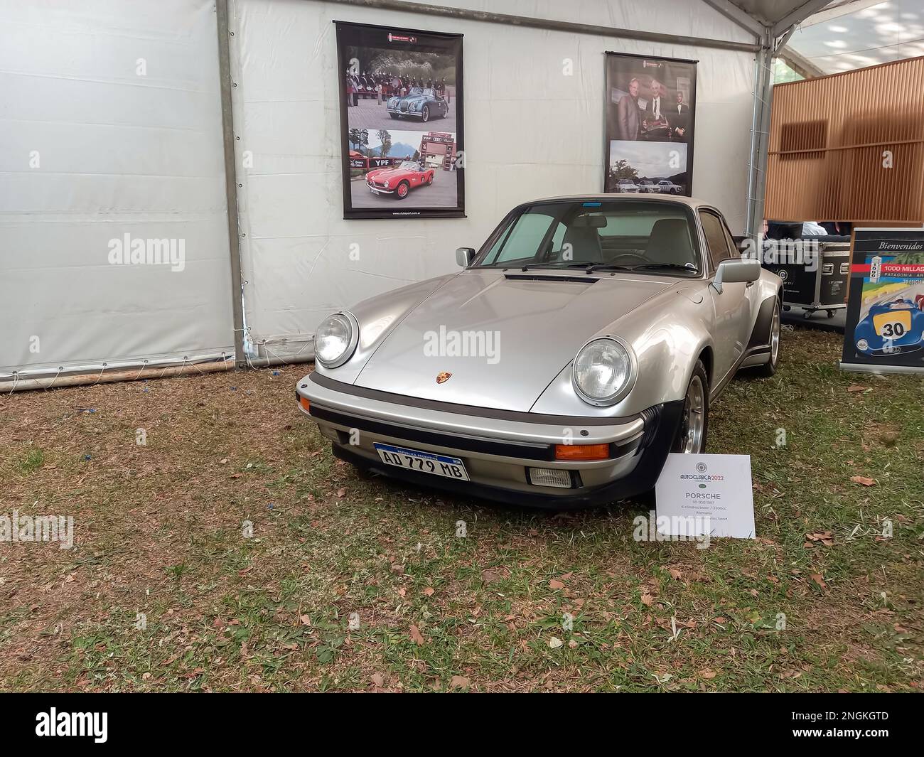 San Isidro, Argentina - Oct 7, 2022: Old silver gray 1987 Porsche 911 ...