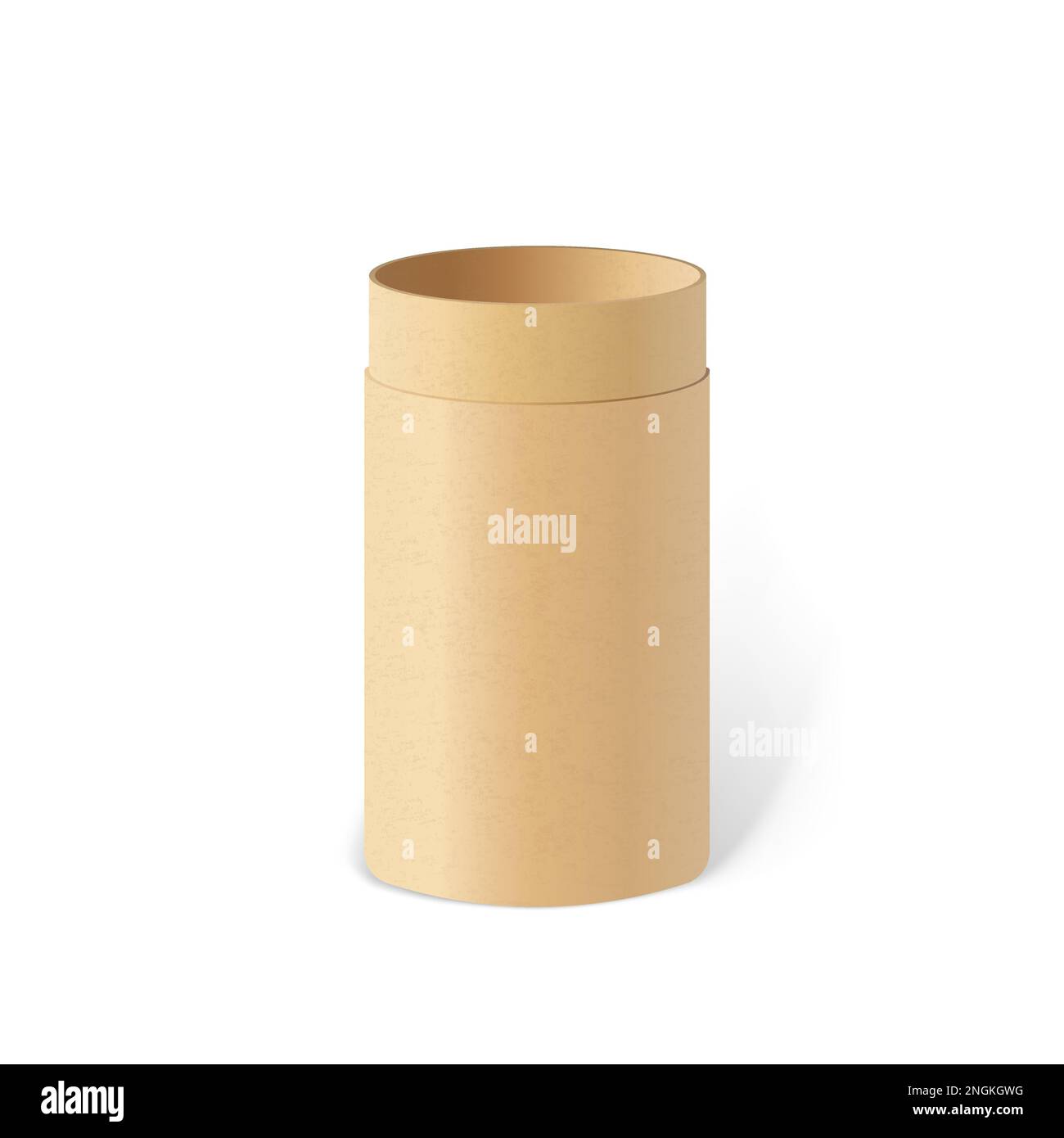 Craft cylinder set. Front view of natural paper tube and kraft paper ...