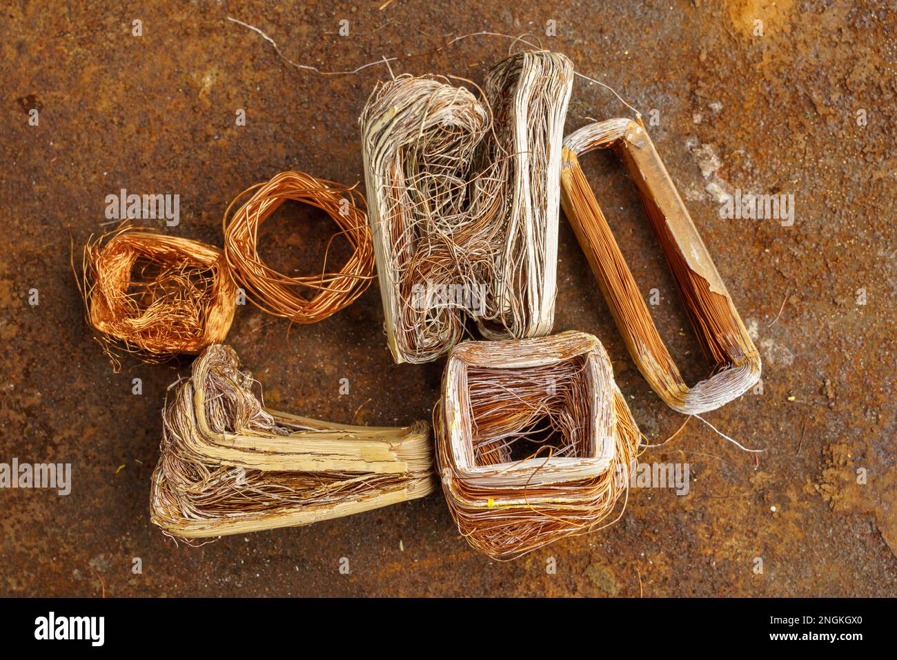 Red metal copper wire scrap materials recycling of waste from manual ...