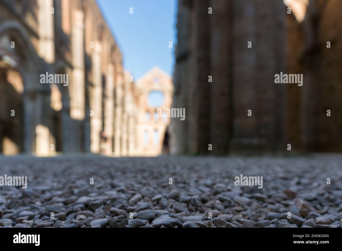San Galgano ,Italy-august 8,2020:Tourists visit the interior of the ...