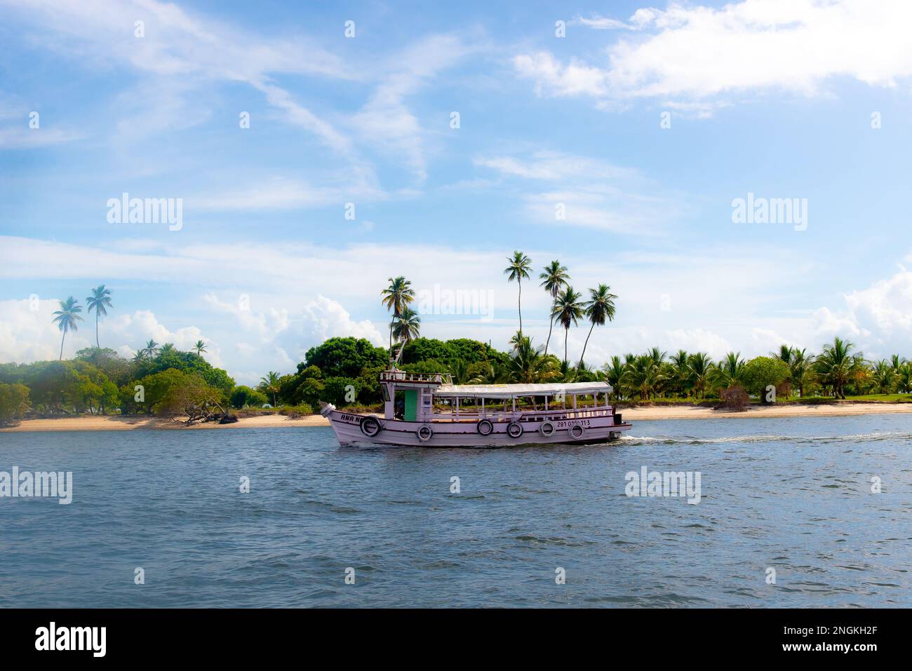 Valenca, Bahia, Brazil - January 19, 2023: Boat sailing in the waters ...