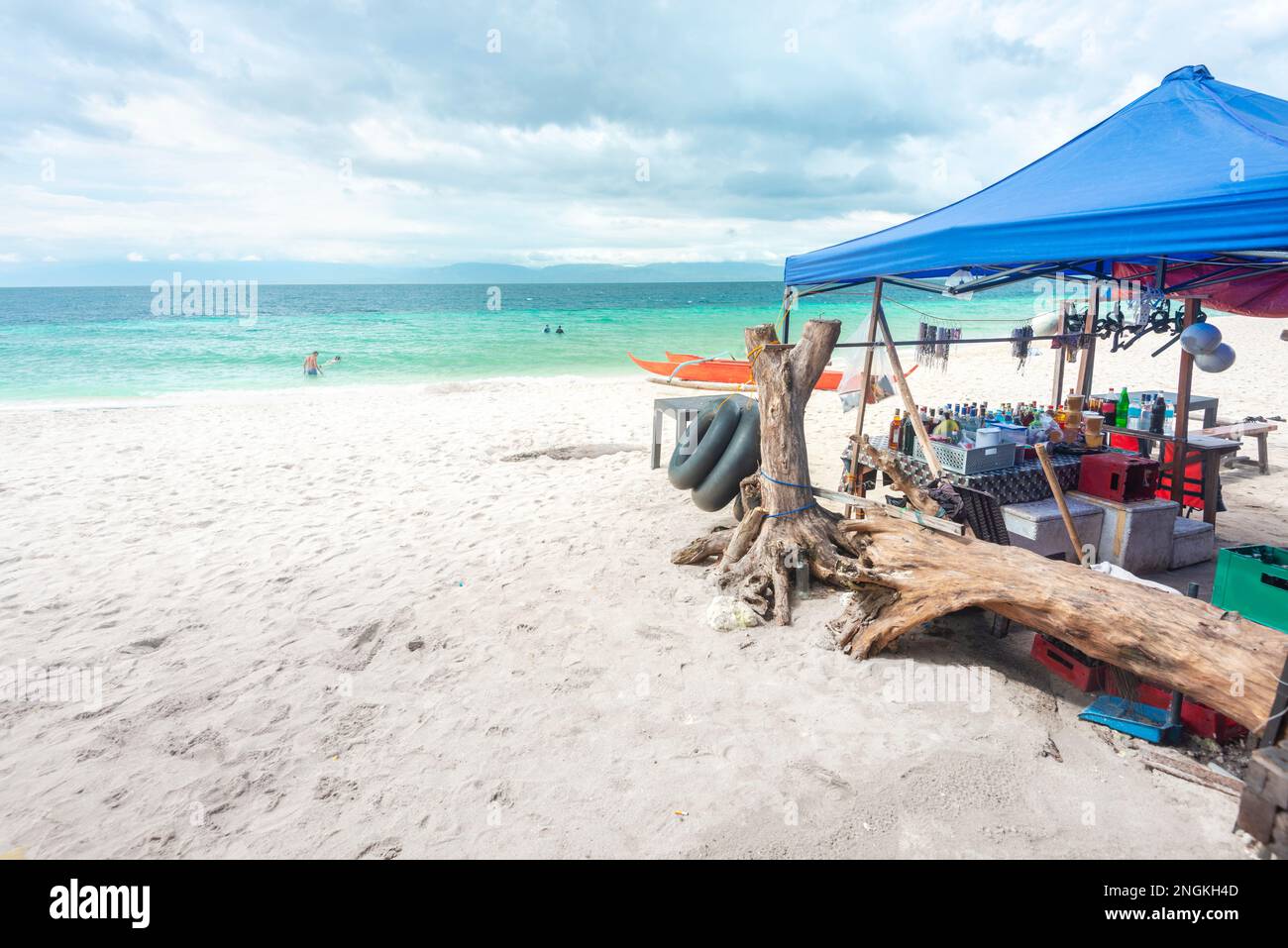 Beautiful fine,white sands of the tropical beach and traveler's ...