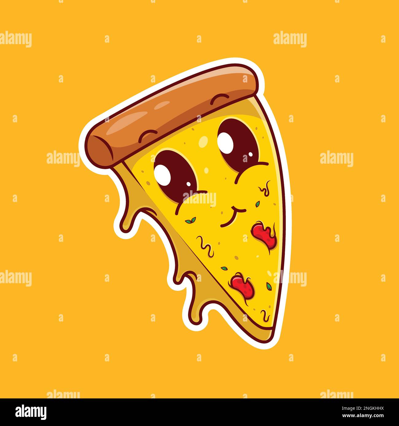 Cute smiling pizza slice cartoon vector illustration Stock Vector Image ...
