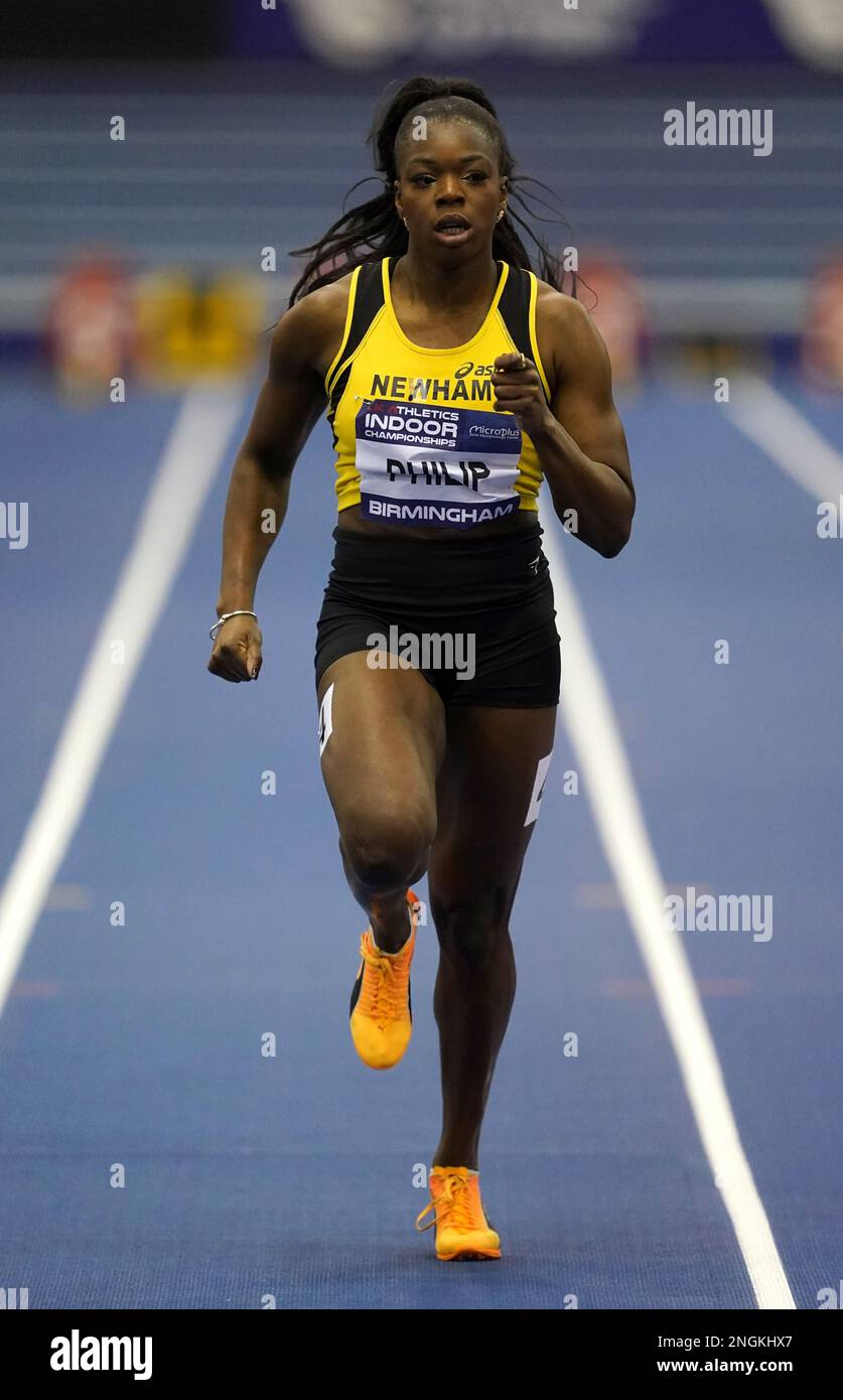 Asha Philip in action during heat seven of the Women's 60 metres during ...