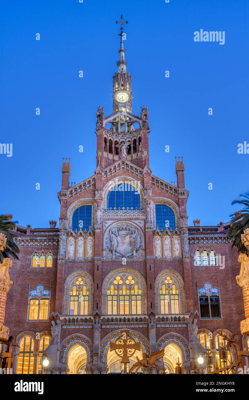 The facade of the Hospital De La Santa Creu I Sant Pau in Barcelona at ...