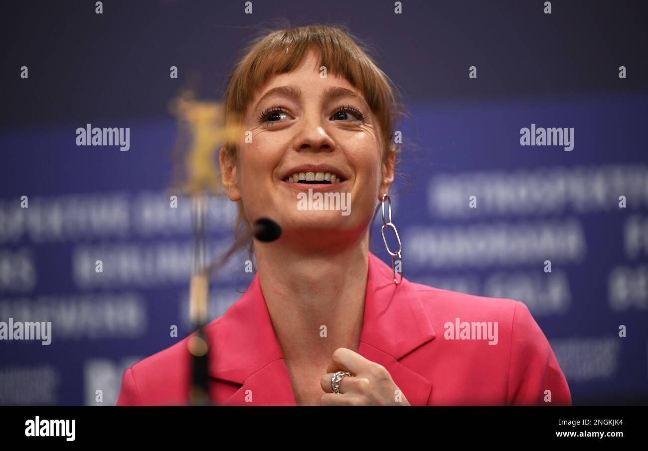 Berlin, Germany. 18th Feb, 2023. Leonie Benesch, actress, speaks at the ...