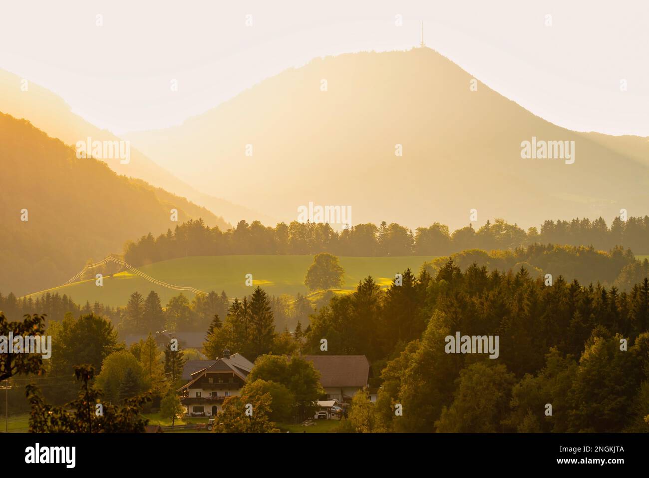 Golden Peak The Beauty of Sunset in the Alpine Mountains Stock Photo ...