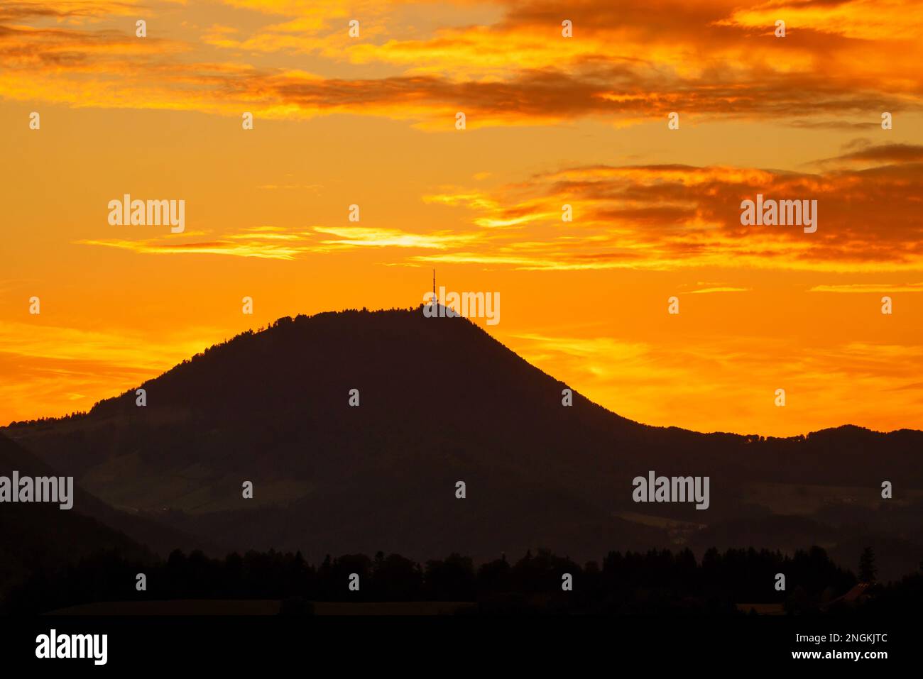 Golden Peak The Beauty of Sunset in the Alpine Mountains Stock Photo ...