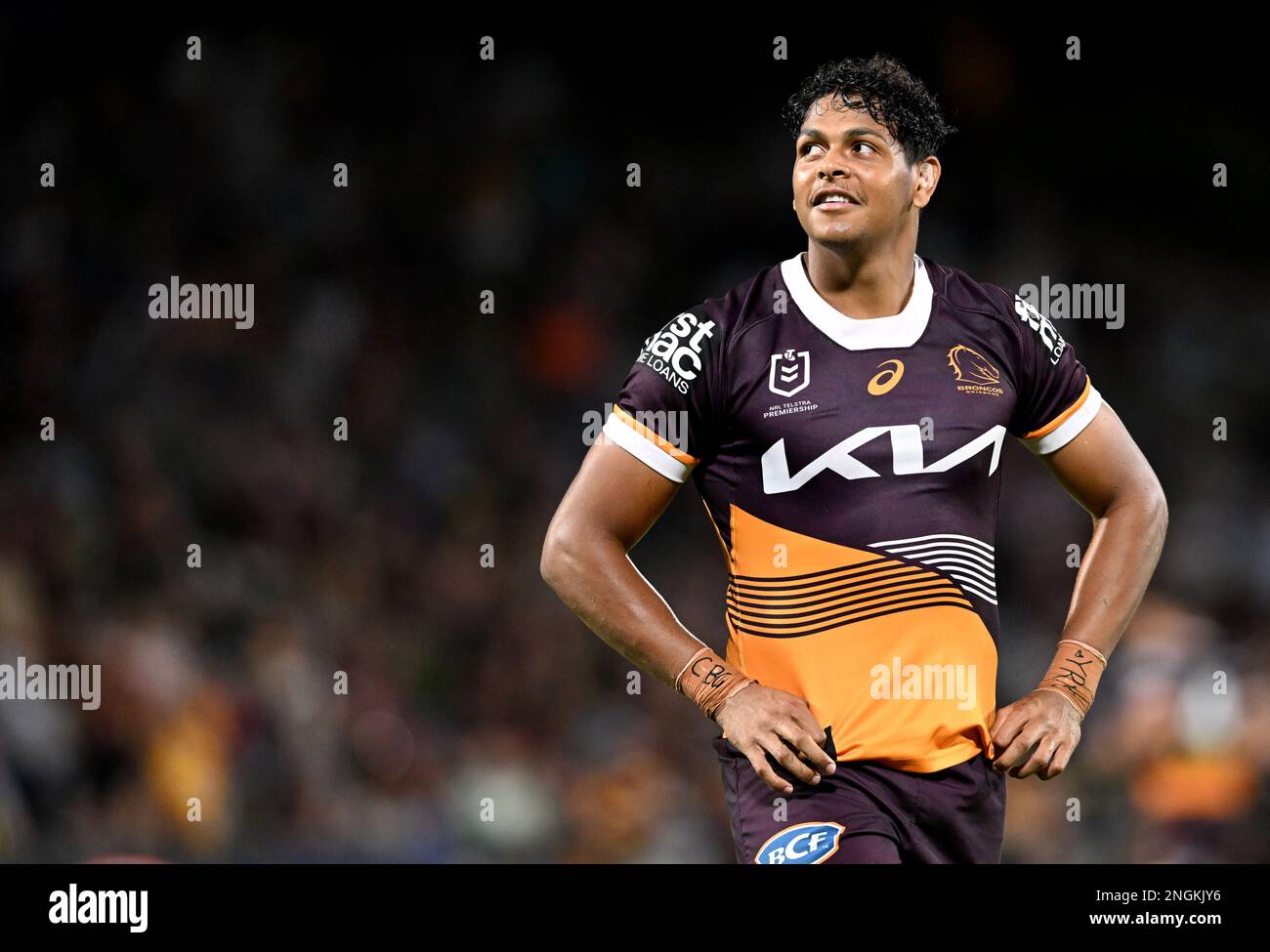 Selwyn Cobbo of the Broncos is seen during the NRL (National Rugby ...
