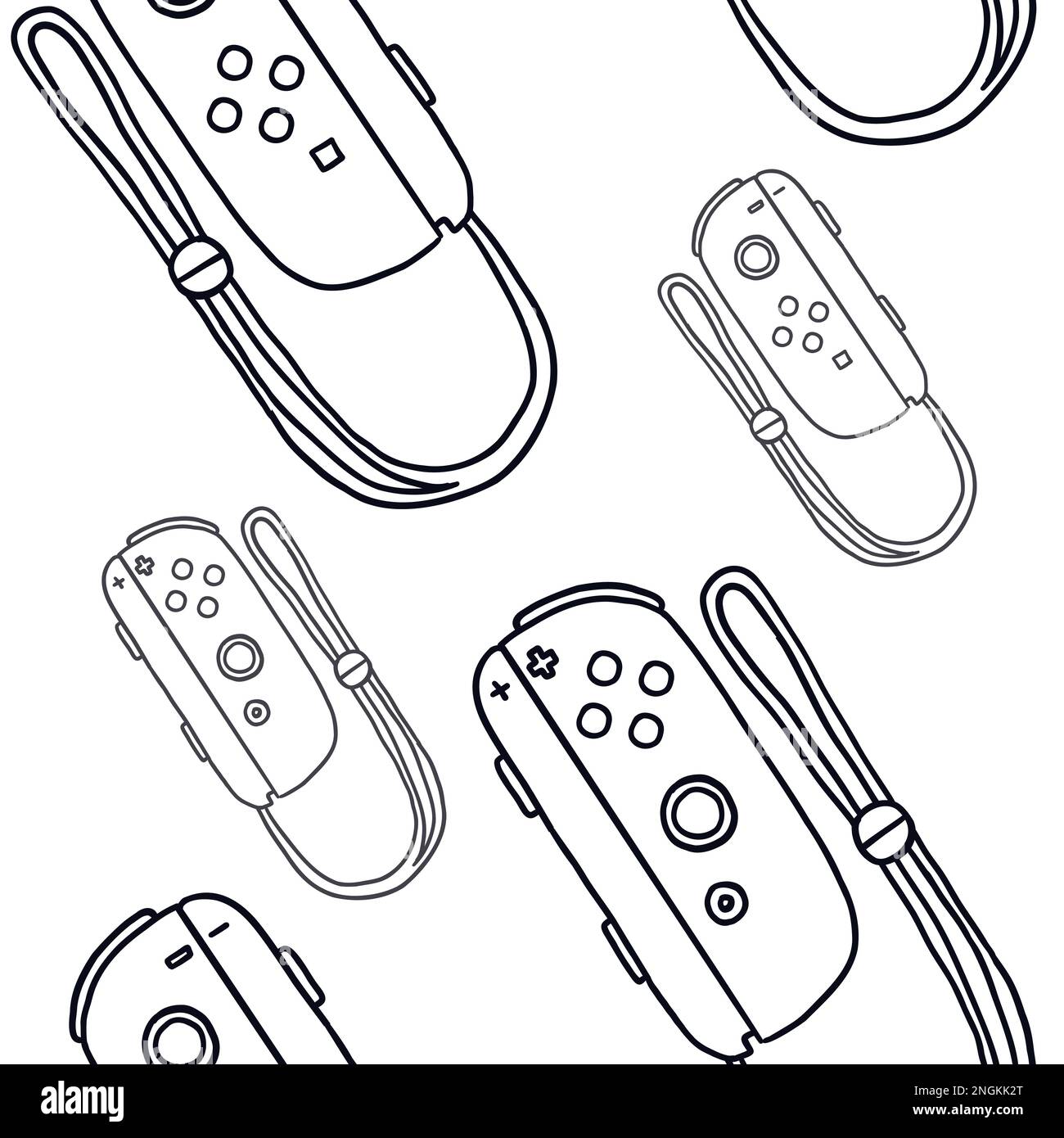 Seamless pattern of game controllers. Vector illustration in hand-drawn ...