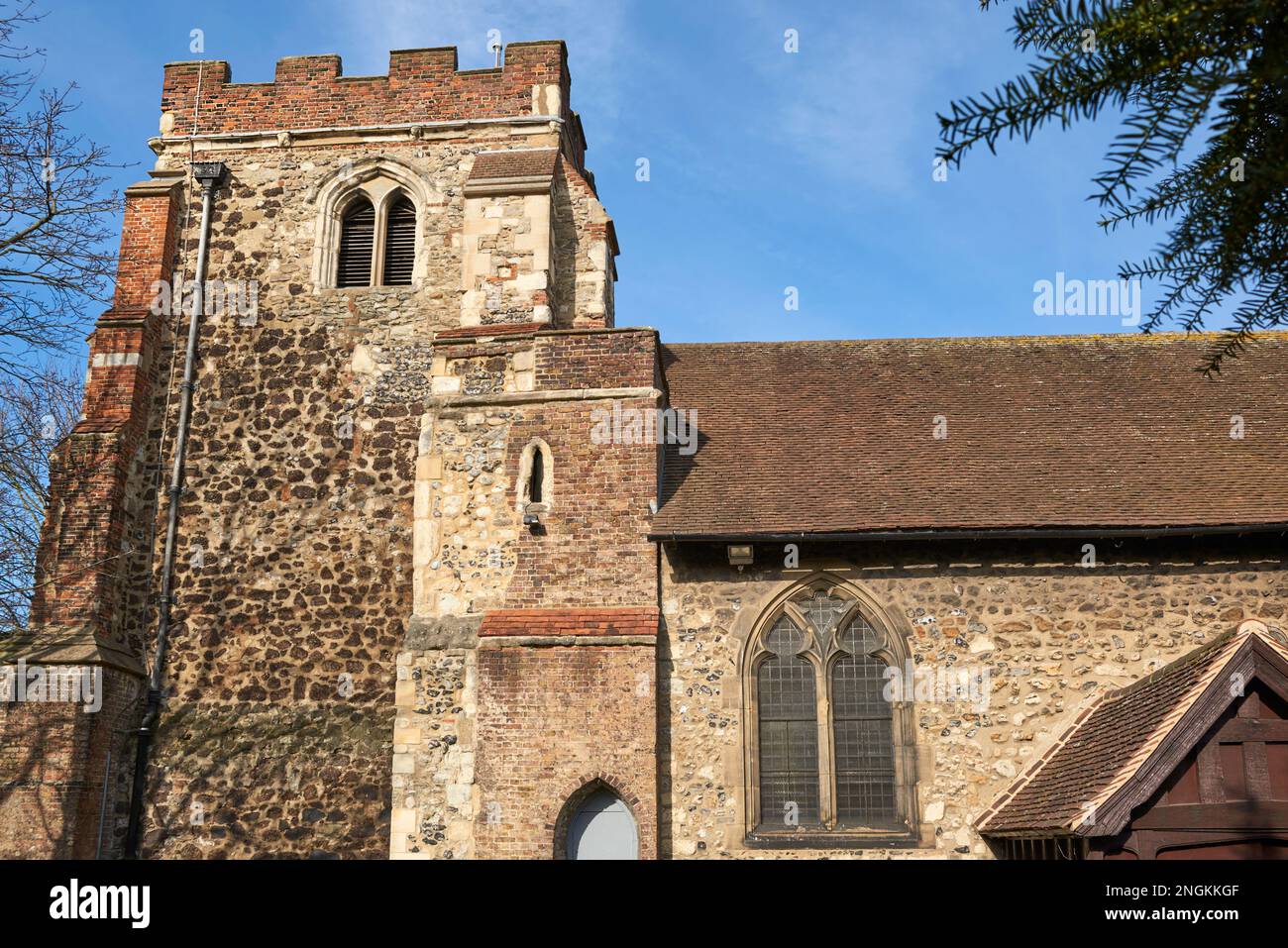 The tower and nave of the ancient Grade I listed St Mary Magdalene ...