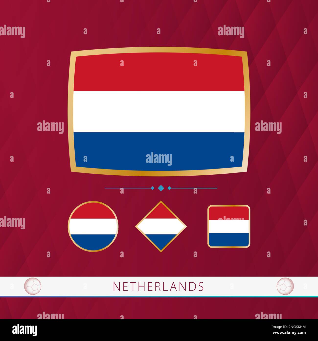 Set of Netherlands flags with gold frame for use at sporting events on ...