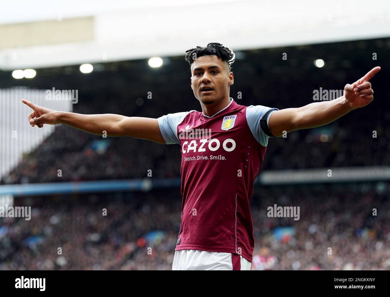 Aston Villas Ollie Watkins Celebrates Scoring The Opening Goal During